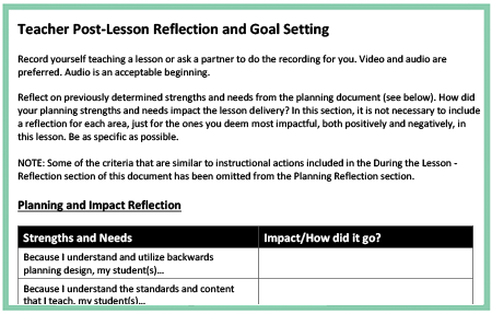 Teacher Post Lesson Feedback And Reflection Tools Origo Education