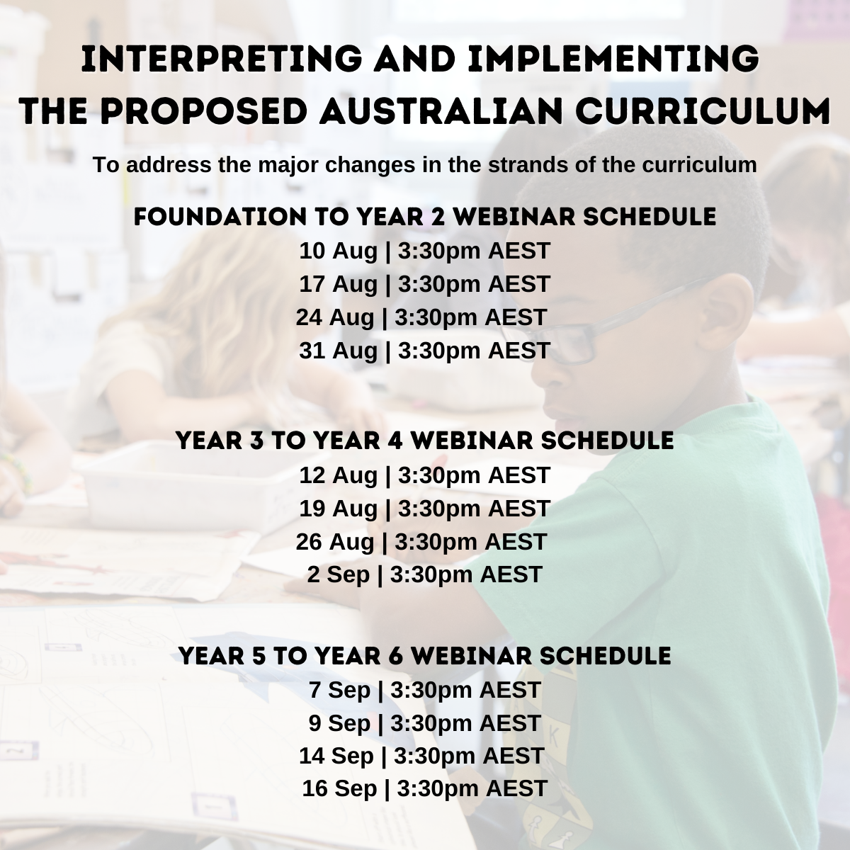 Professional Learning for NEW Australian Curriculum